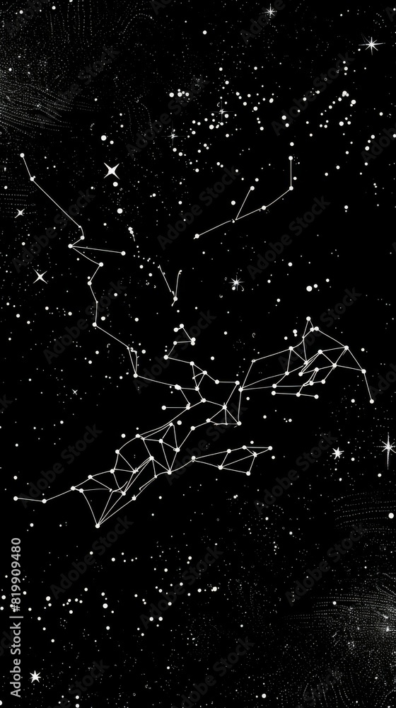 Constellations in the night sky with stars and constellations Stock ...