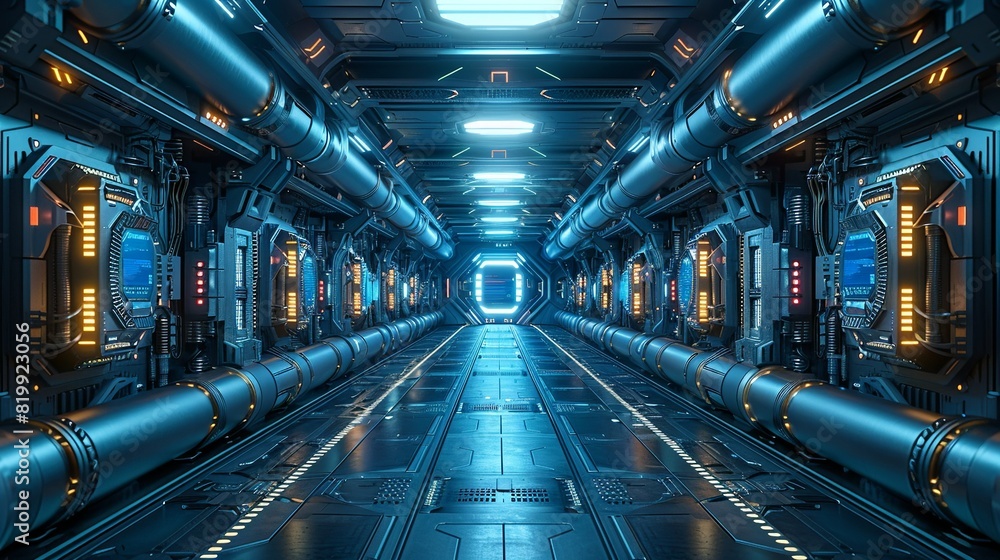 Sci-fi technology background image, Sci-fi hub with interconnected ...