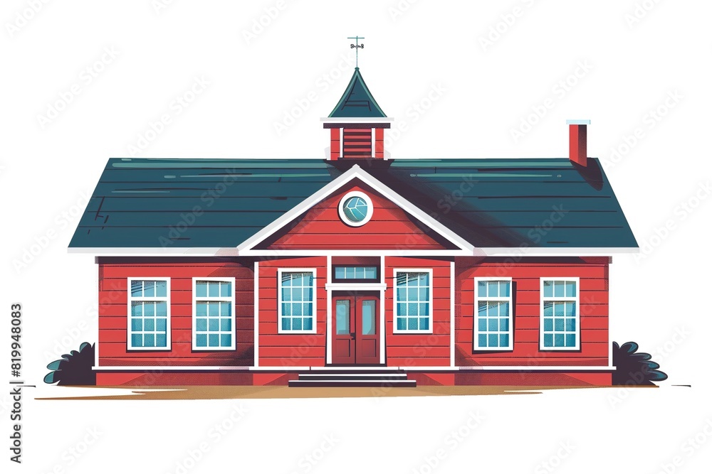 Elementary school isolated on a white background, a simple and clean ...