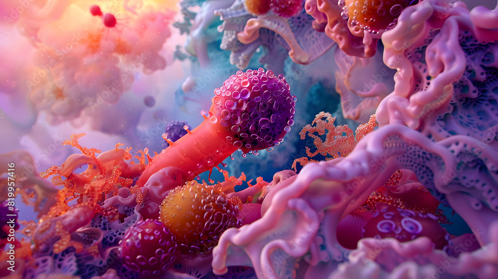 Detailed view of otherworldly flesh foods with vibrant hues and unique ...