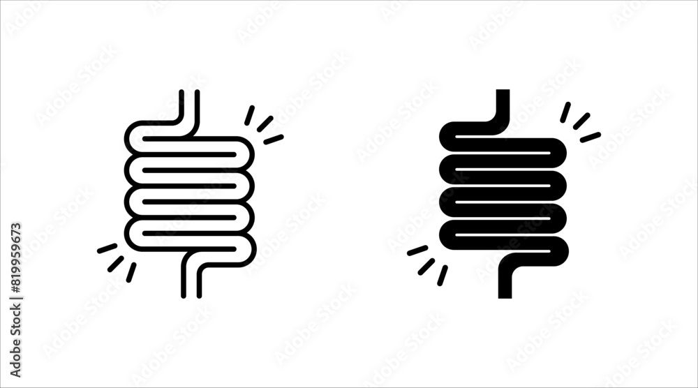 Gut constipation icon set design, Intestines icon, symbol of digestion ...