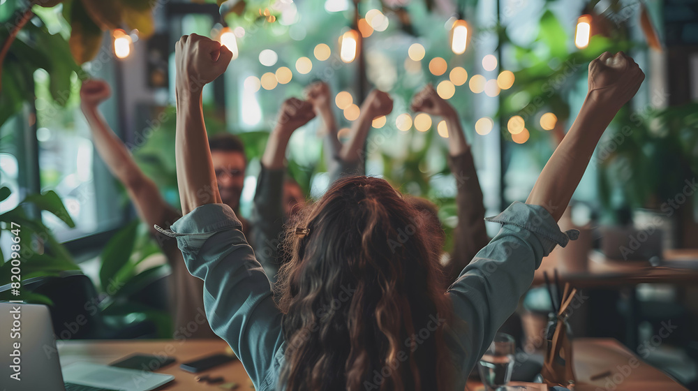 Successful Product Launch Celebration: Sales Team Achieving High ...