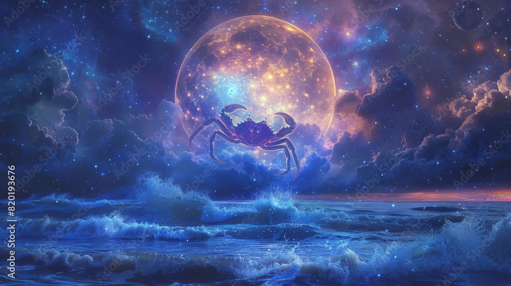 Surreal cosmic crab and moon artwork - A stunning digital art piece ...