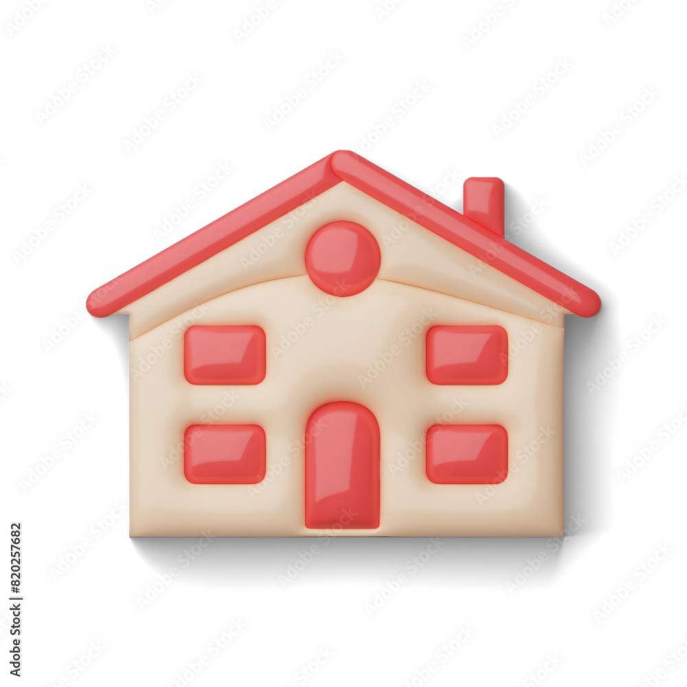 Simple house emoji with red details, PNG on transparent background ...