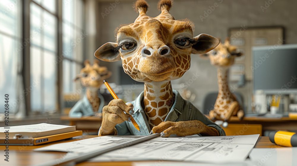 Award Winning National Geographic Minimal style, 3D giraffes in ...