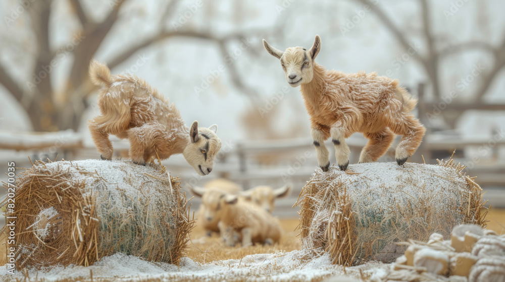 Award Winning national geographic Minimal style, 3D playful pygmy goat ...