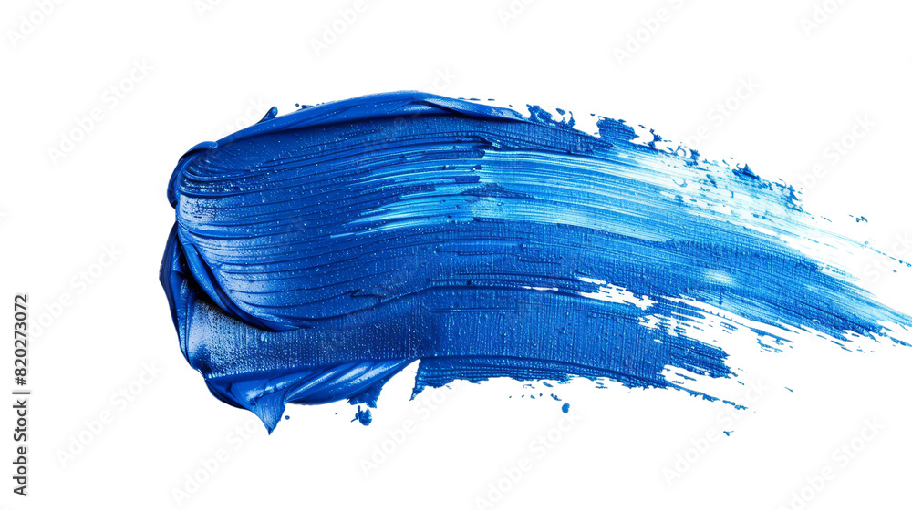 Blue paint brush stroke smear color texture swatch isolated on ...