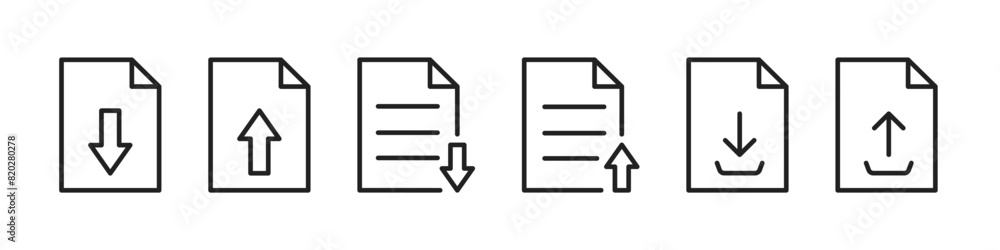 Document file download and upload icon. Download document symbols ...