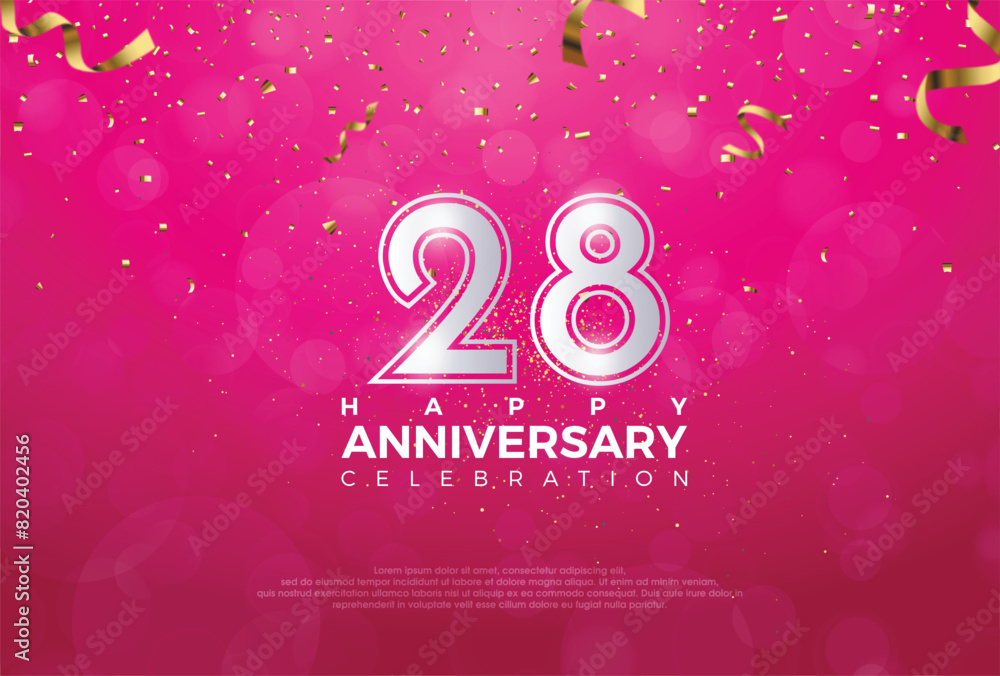 28th Anniversary celebration, 28 Anniversary celebration, Realistic 3d ...