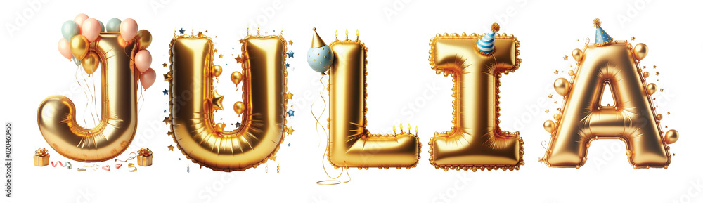 Julia Letters - Golden Balloon, 3D - Isolated on Transparent or White ...