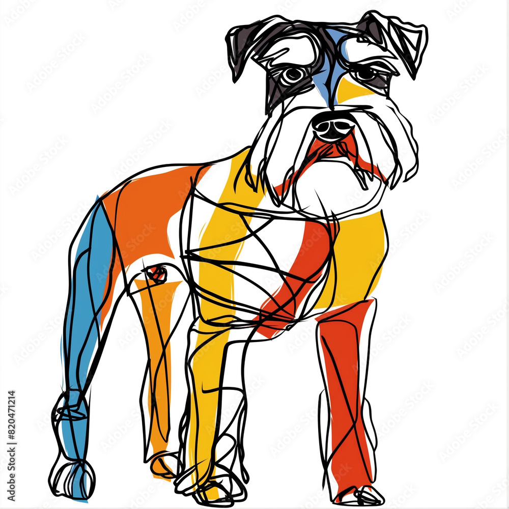 Elegant Giant Schnauzer Dog One-Line Drawing: A Creative Masterpiece ...