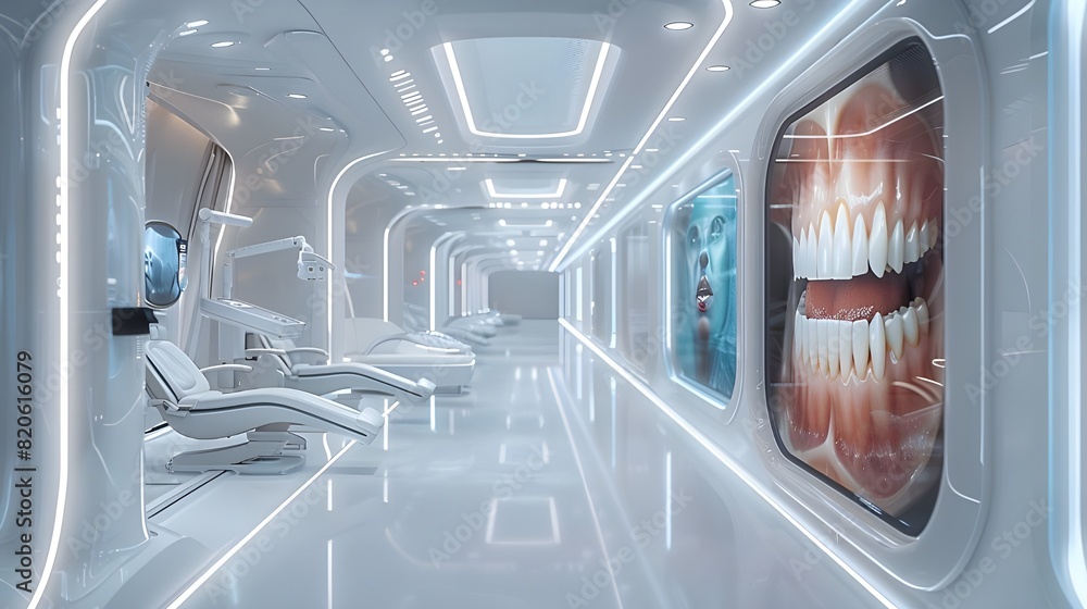 Future dental clinic tooth anatomy, advanced modern health care technology dentist, 3d ...