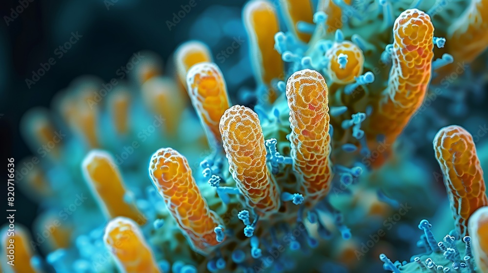 Science microscopic background, Detailed image of bacteria colonies in ...
