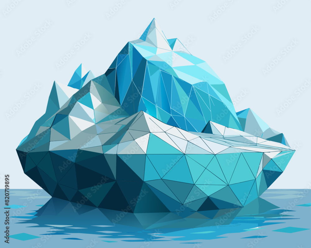 Digital Antarctic iceberg in the ocean in futuristic polygonal style on ...
