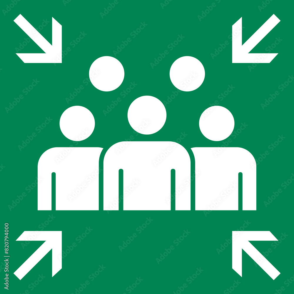 Emergency evacuation assembly point sign. Assembly point icon. Safety ...