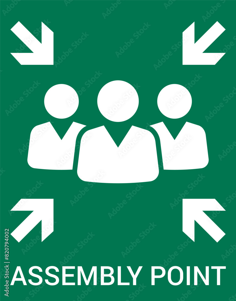 Emergency evacuation assembly point sign. Assembly point icon. Safety ...