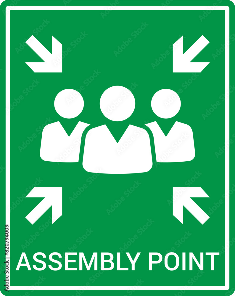 Emergency evacuation assembly point sign. Assembly point icon. Safety ...