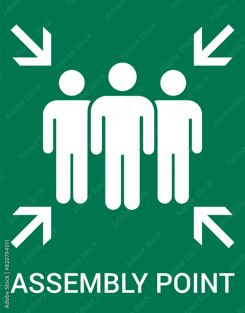 Emergency evacuation assembly point sign. Assembly point icon. Safety ...