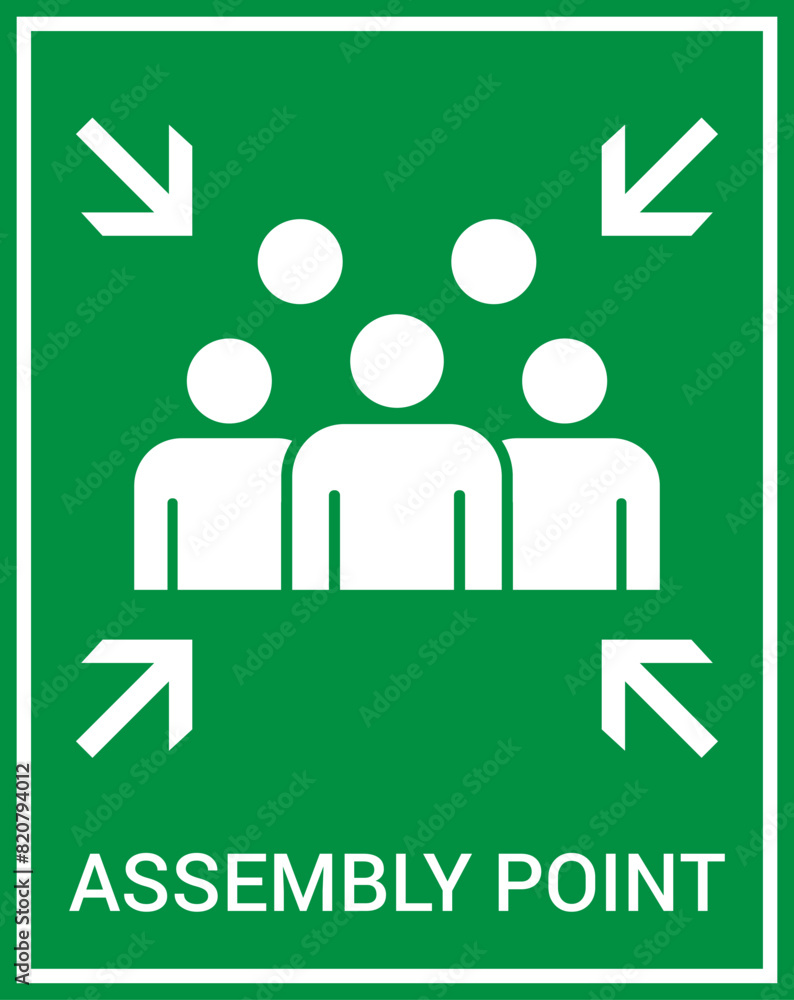 Emergency evacuation assembly point sign. Assembly point icon. Safety ...