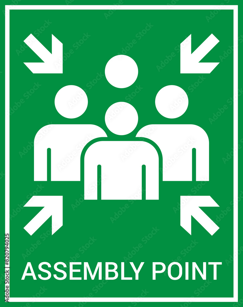 Emergency evacuation assembly point sign. Assembly point icon. Safety ...