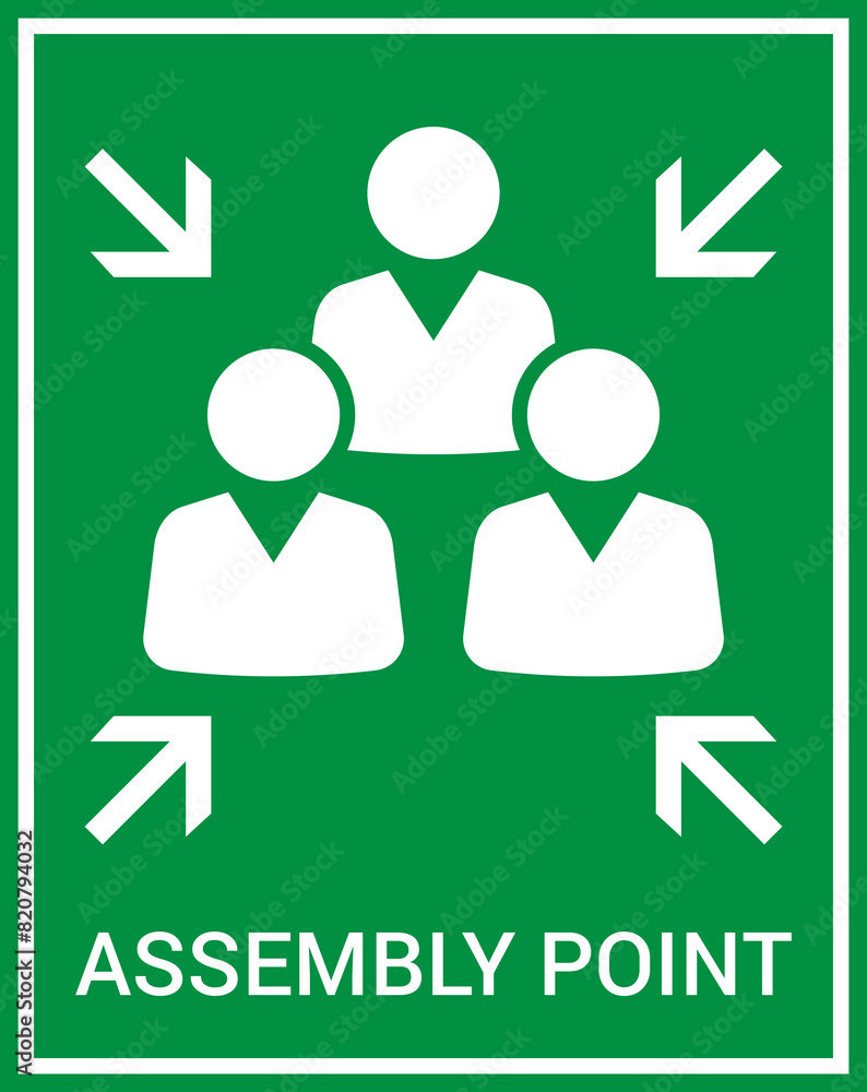 Emergency evacuation assembly point sign. Assembly point icon. Safety ...