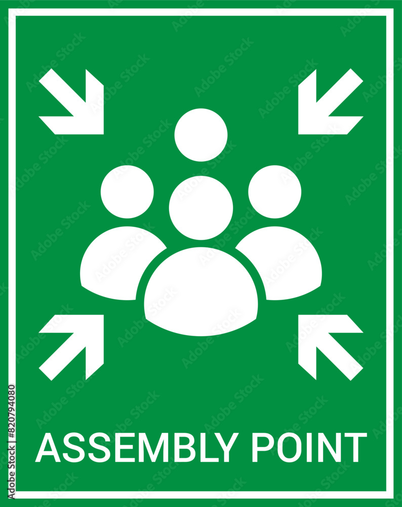 Emergency evacuation assembly point sign. Assembly point icon. Safety ...