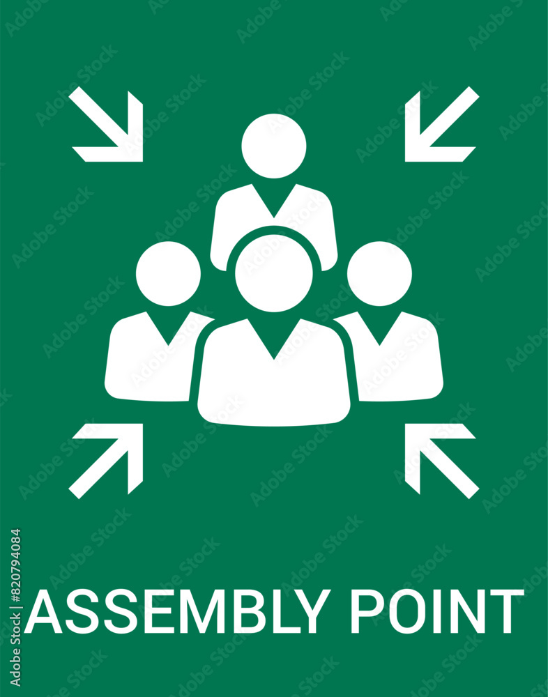 Emergency evacuation assembly point sign. Assembly point icon. Safety ...