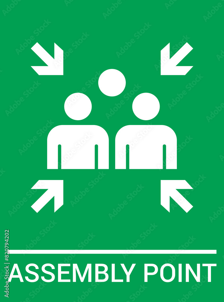 Emergency evacuation assembly point sign. Assembly point icon. Safety ...
