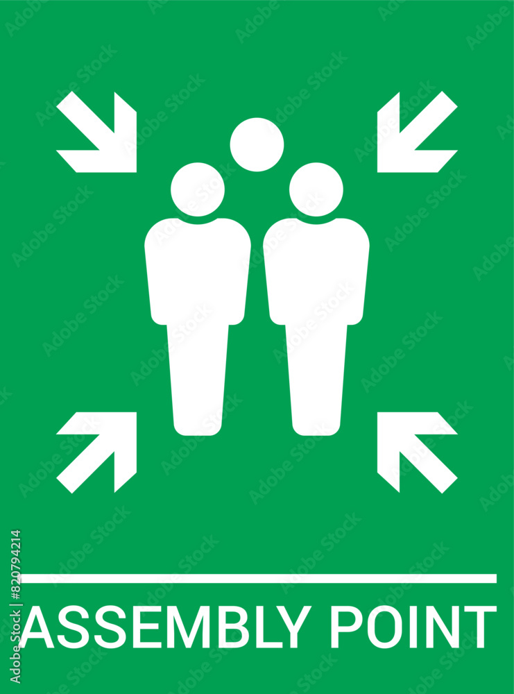 Emergency evacuation assembly point sign. Assembly point icon. Safety ...