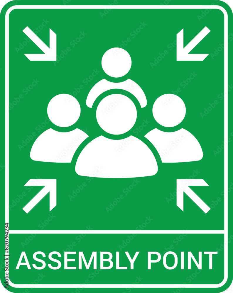 Emergency evacuation assembly point sign. Assembly point icon. Safety ...