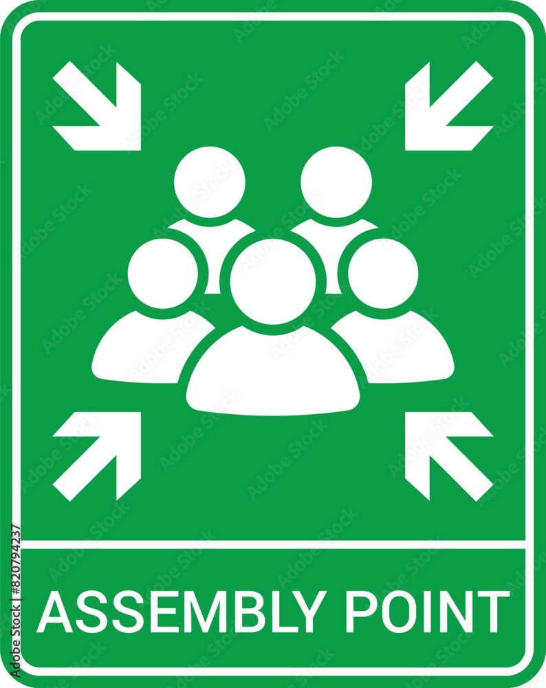 Emergency evacuation assembly point sign. Assembly point icon. Safety ...