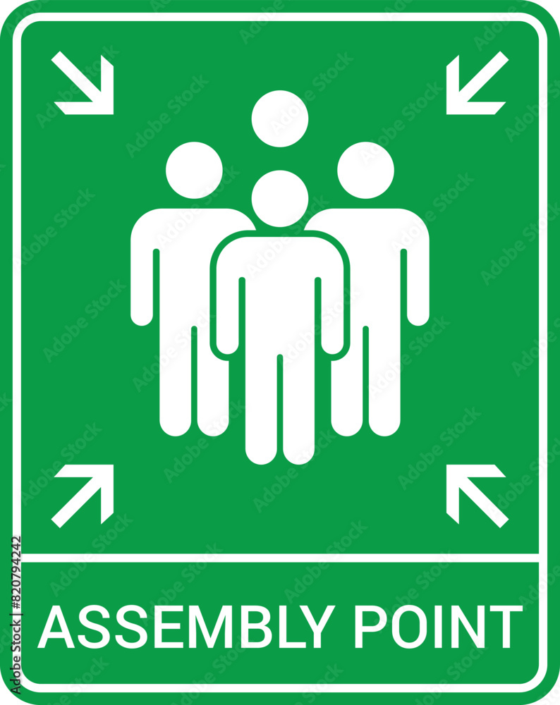 Emergency evacuation assembly point sign. Assembly point icon. Safety Signs. Evacuation Plan ...