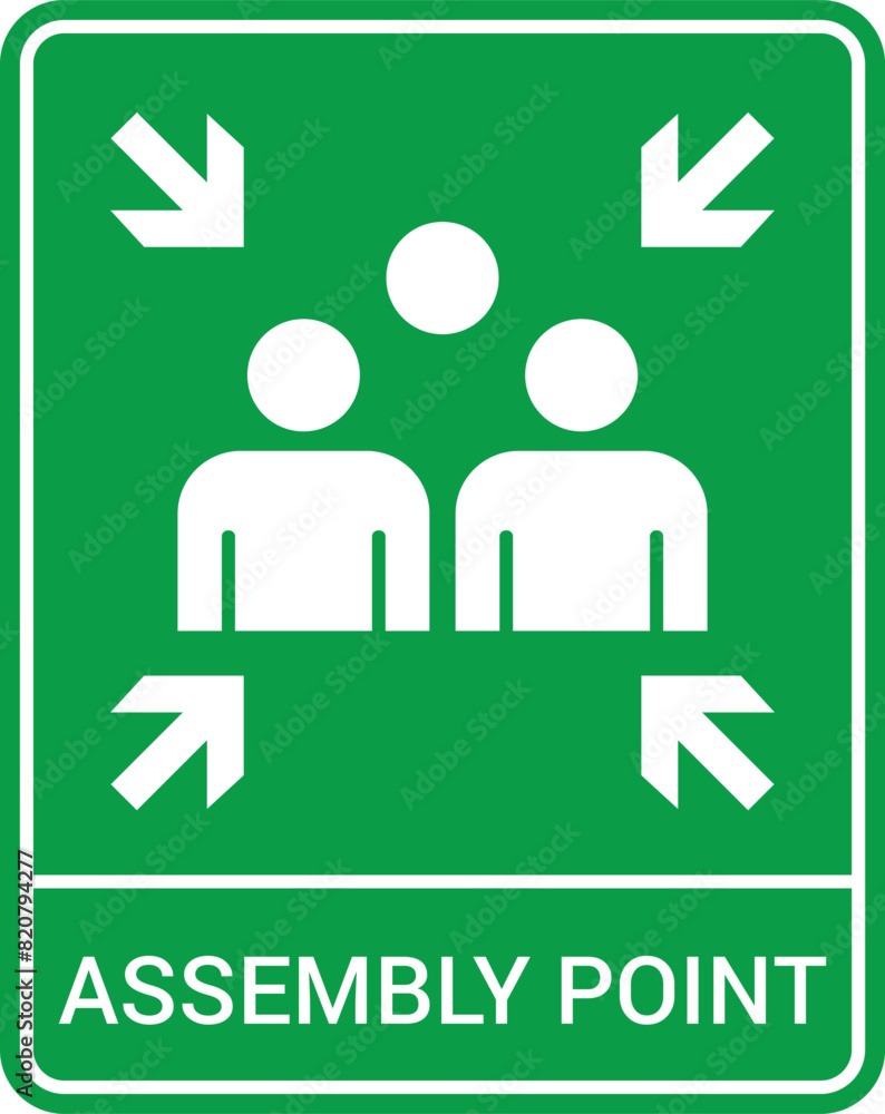 Emergency evacuation assembly point sign. Assembly point icon. Safety Signs. Evacuation Plan ...