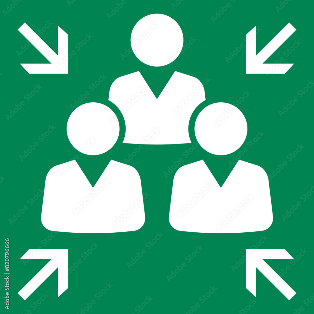 Emergency evacuation assembly point sign. Assembly point icon. Safety ...
