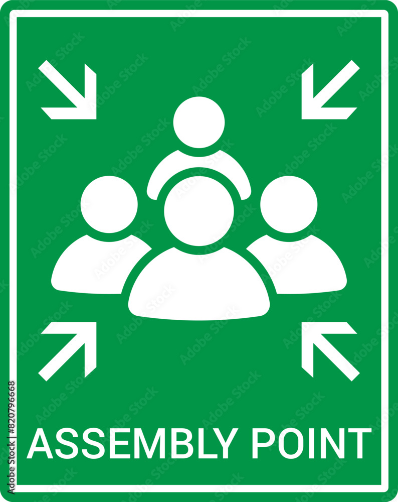 Emergency evacuation assembly point sign. Assembly point icon. Safety ...