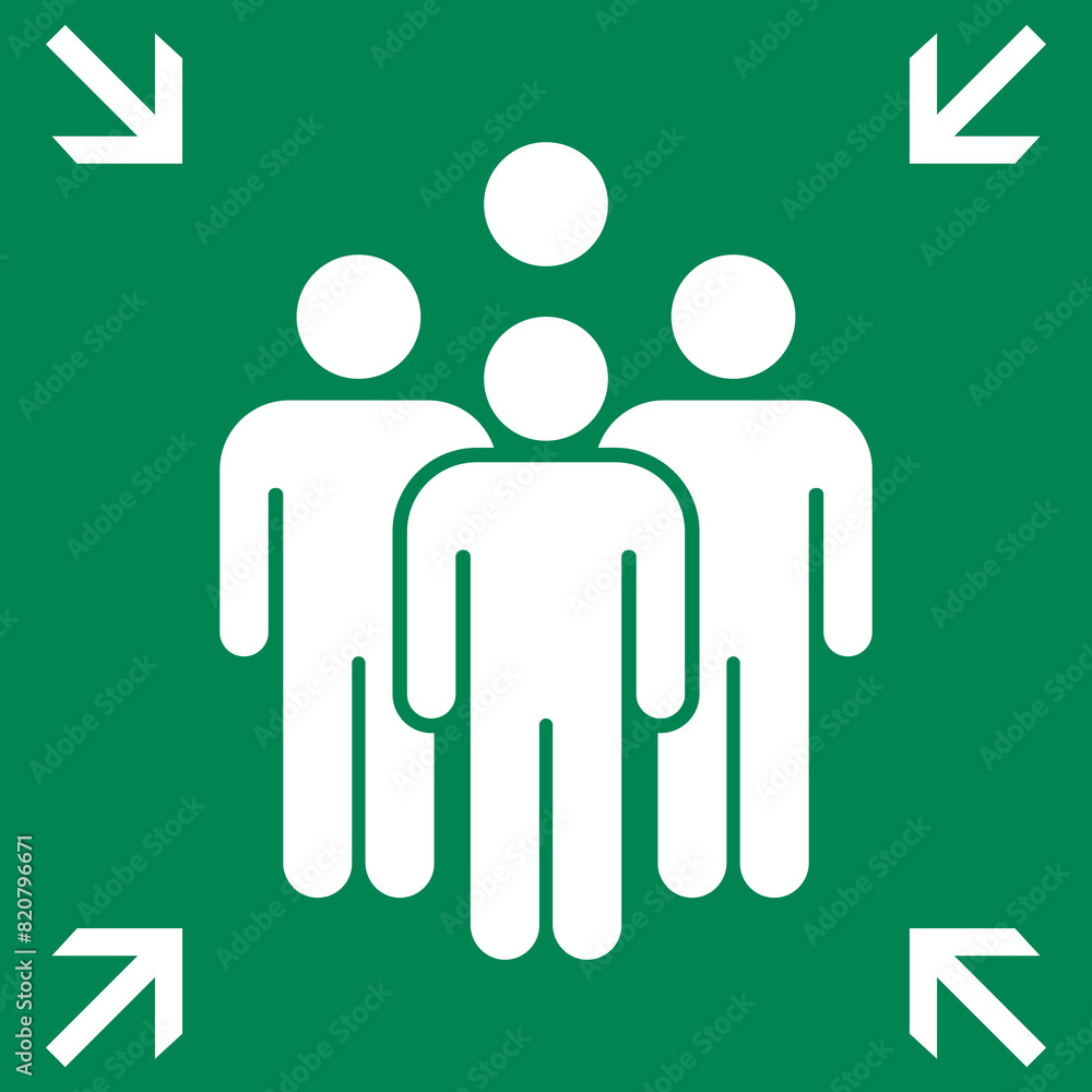 Emergency evacuation assembly point sign. Assembly point icon. Safety ...