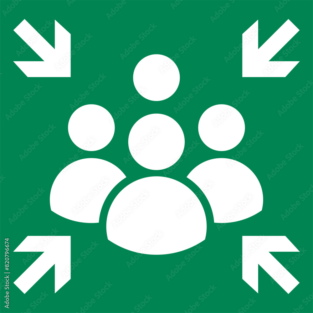 Emergency evacuation assembly point sign. Assembly point icon. Safety ...