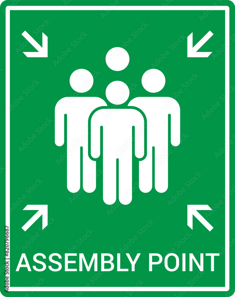 Emergency evacuation assembly point sign. Assembly point icon. Safety ...