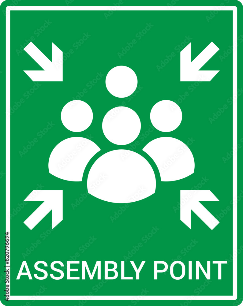 Emergency evacuation assembly point sign. Assembly point icon. Safety ...