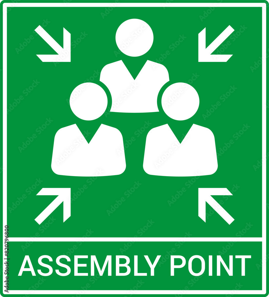 Emergency evacuation assembly point sign. Assembly point icon. Safety Signs. Evacuation Plan ...