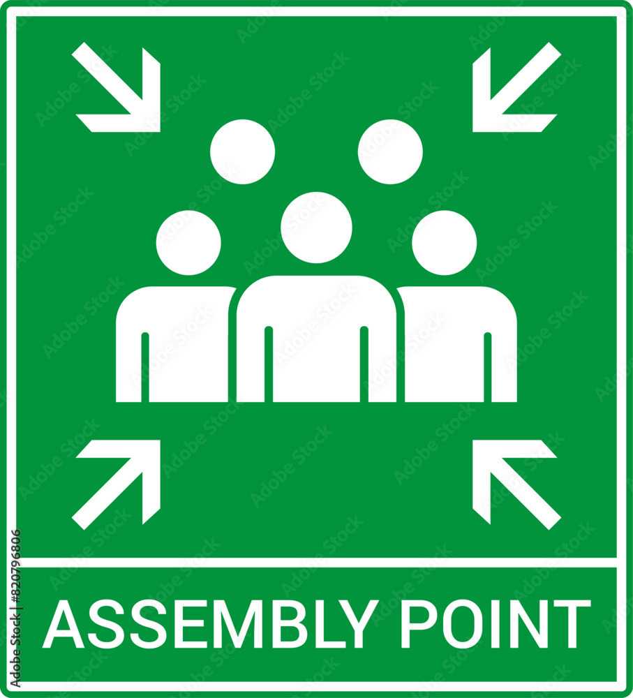 Emergency evacuation assembly point sign. Assembly point icon. Safety ...
