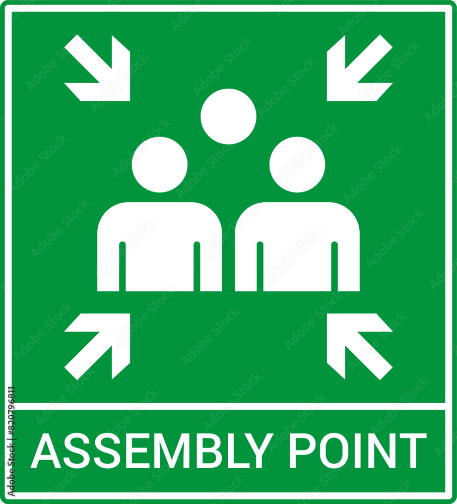Emergency evacuation assembly point sign. Assembly point icon. Safety ...