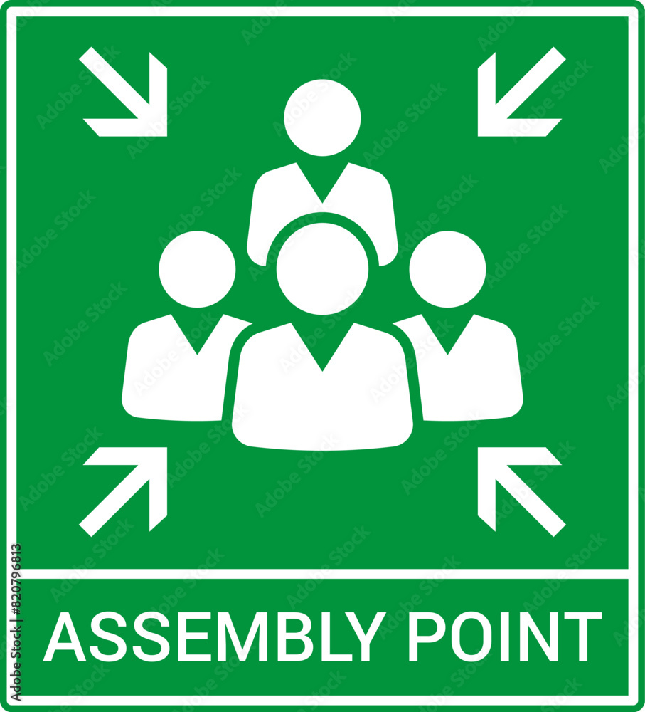 Emergency evacuation assembly point sign. Assembly point icon. Safety ...