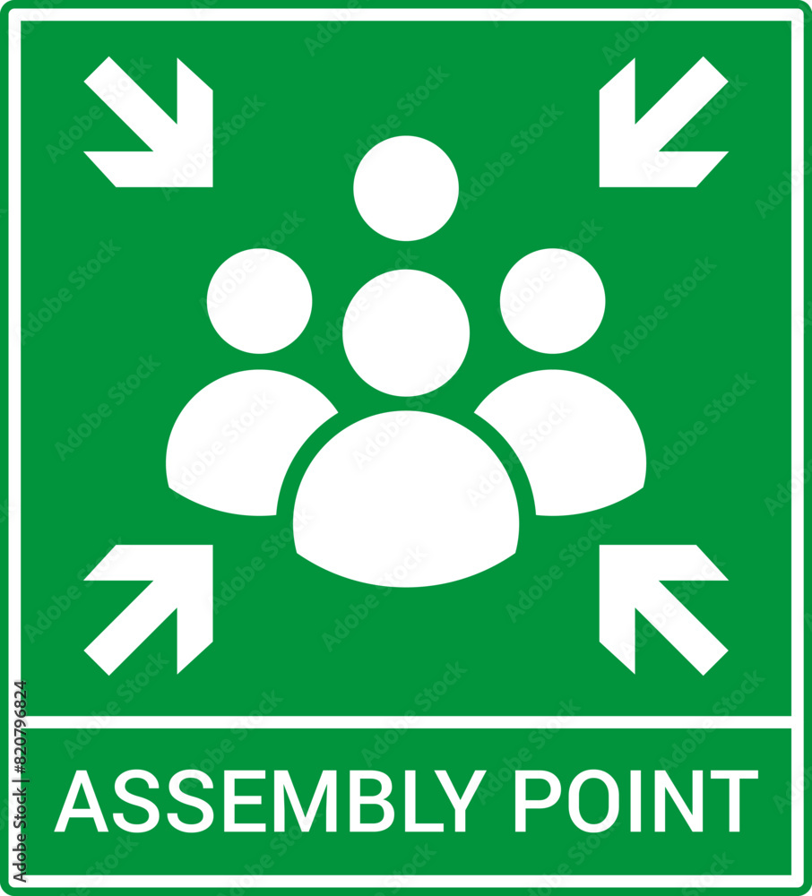 Emergency evacuation assembly point sign. Assembly point icon. Safety ...
