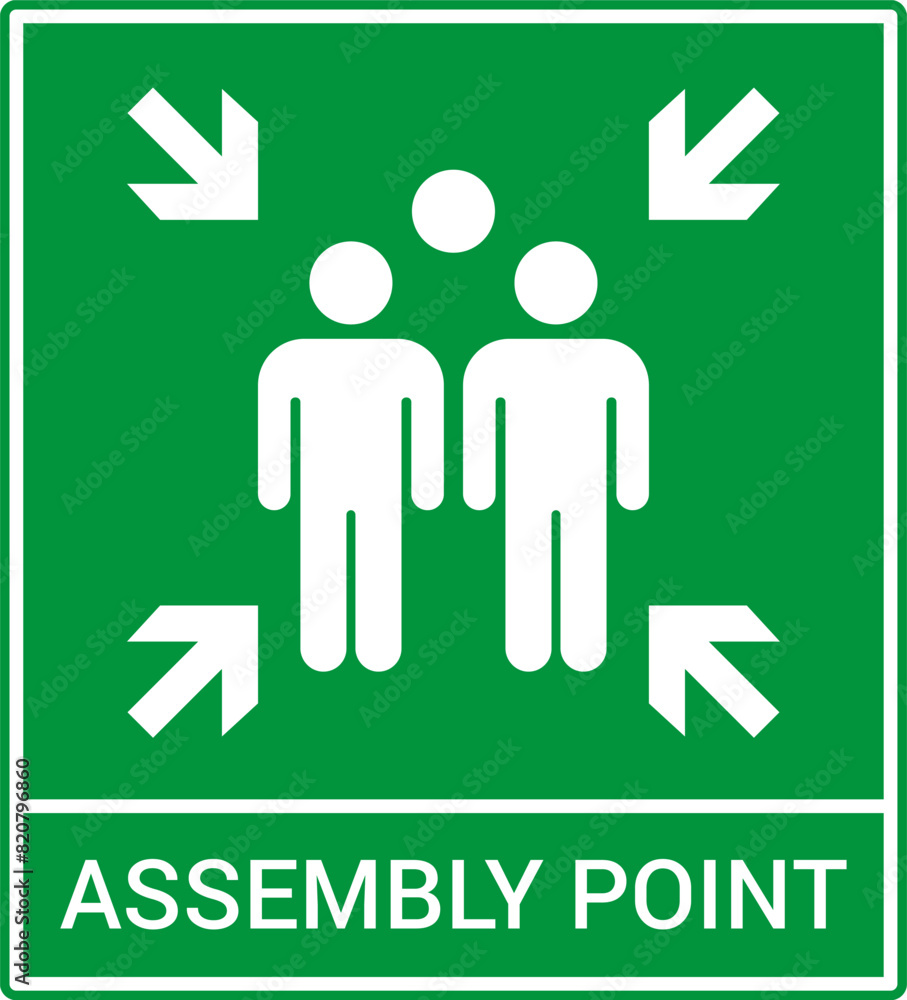 Emergency evacuation assembly point sign. Assembly point icon. Safety ...