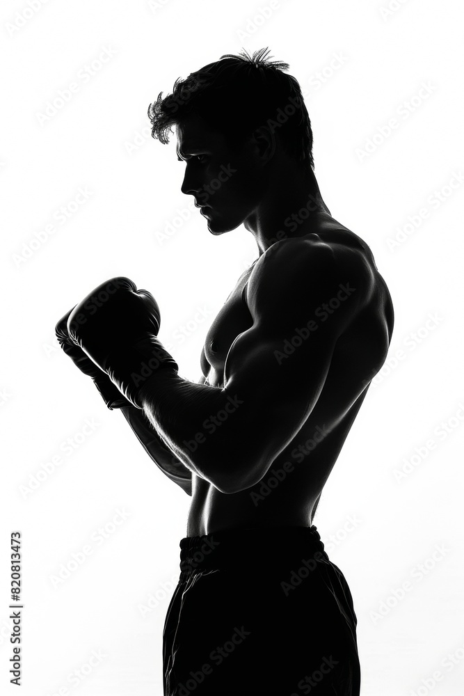 Silueta hombre boxeador juegos olímpicos, póster minimalista deportista ...
