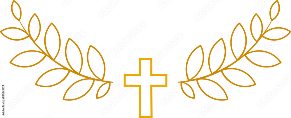 Christian floral outline clipart. Vector on transparent background ...