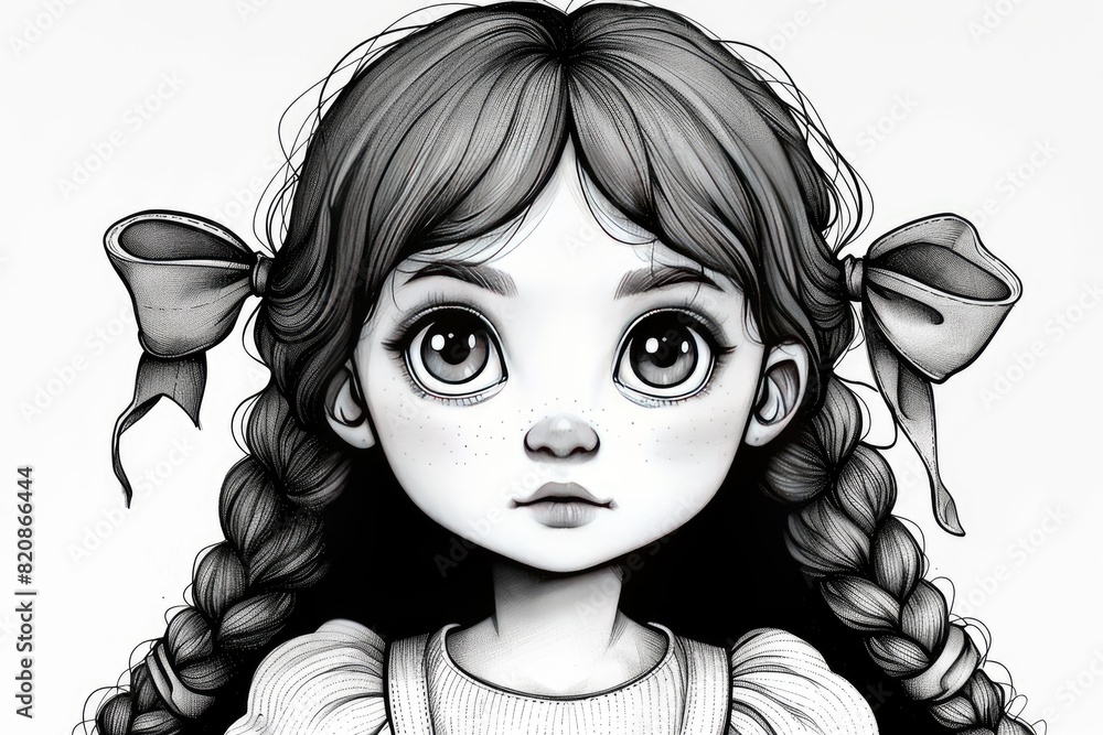 kids Coloring page, black and white, cartoon style, no shadows, no ...