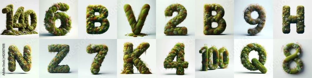 Blend Grass and Moss Lettering Typeface. AI generated illustration ...