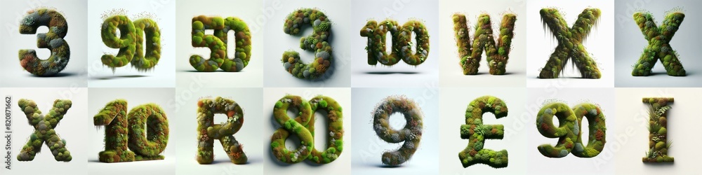 Blend Grass and Moss Lettering Typeface. AI generated illustration ...